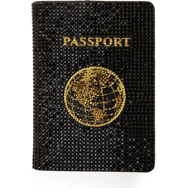 Judith Leiber Traveler Crystal Beaded Passport Holder - Jet