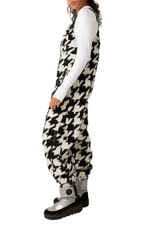 Free People Hit The Slopes Fleece Overalls - Houndstooth Combo