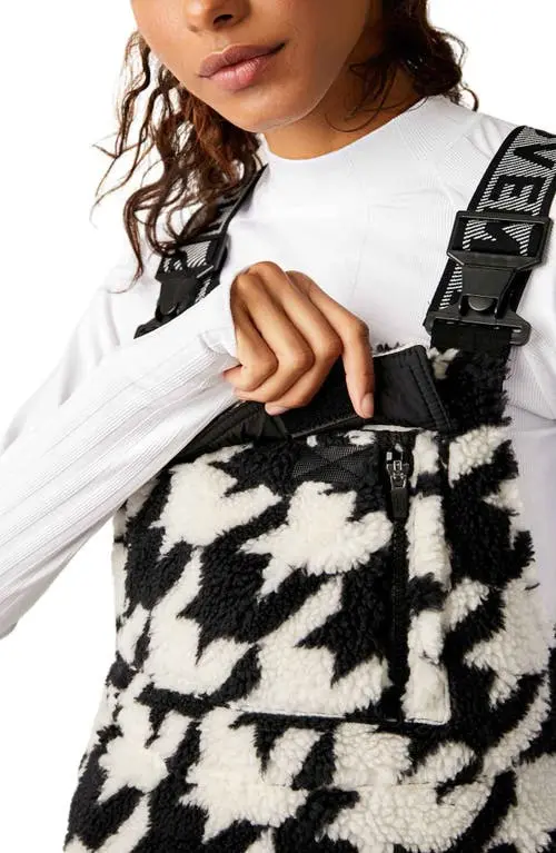 Free People Hit The Slopes Fleece Overalls - Houndstooth Combo