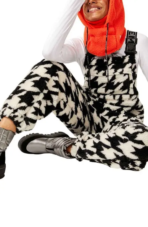 Free People Hit The Slopes Fleece Overalls - Houndstooth Combo