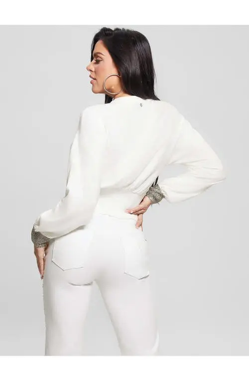 Guess Bling Embellished Cuff Sweater