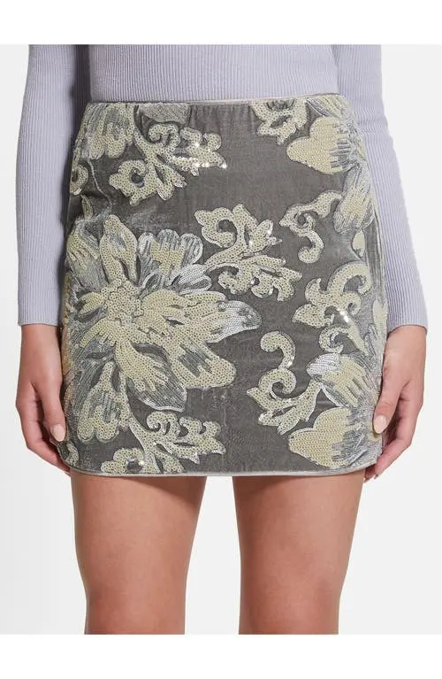 Guess Ernesta Sequin Velvet Mini Skirt