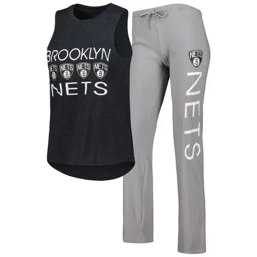 CONCEPTS SPORT Black Brooklyn Nets Team Tank Top & Pants Sleep Set