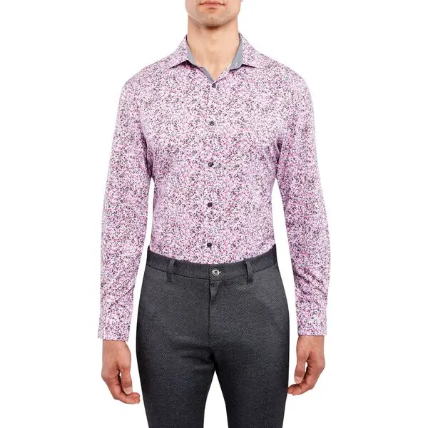 W.R.K Slim Fit Floral Print Performance Dress Shirt