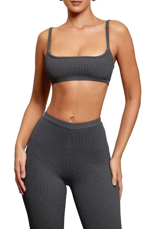 House Of Cb Mischa Rib Bralette - Dark Grey