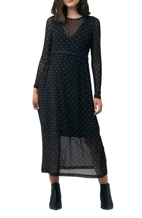 RIPE MATERNITY Dot Pattern Long Sleeve Dress
