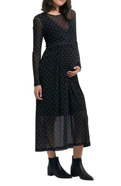 RIPE MATERNITY Dot Pattern Long Sleeve Dress