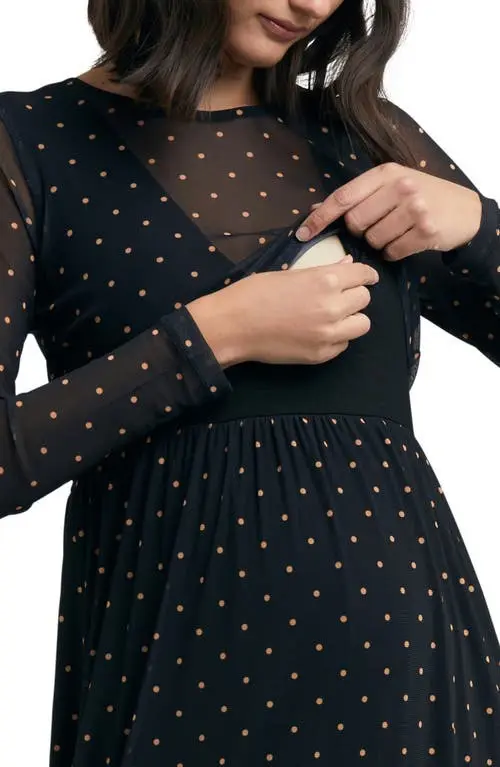 RIPE MATERNITY Dot Pattern Long Sleeve Dress