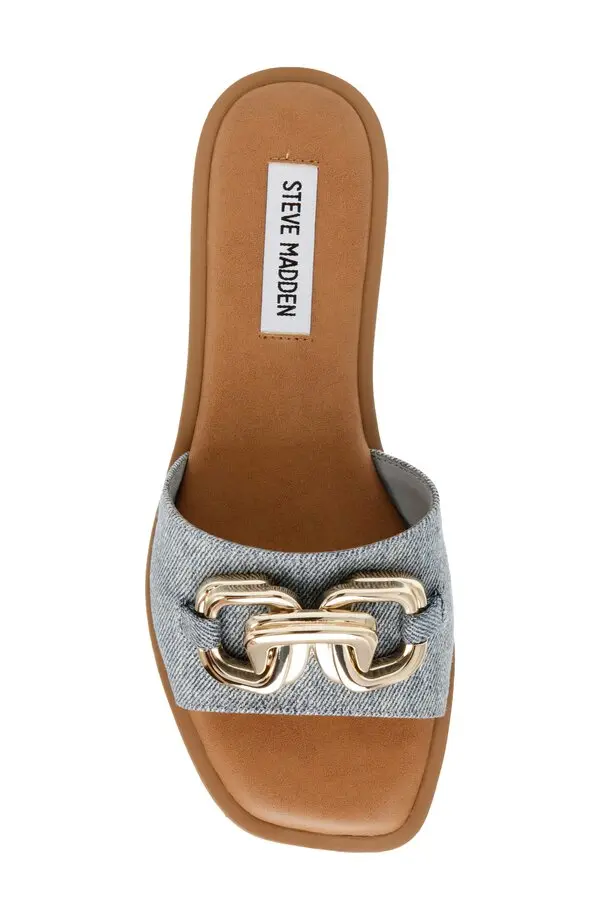 Steve Madden Gene Slide Sandal In Denim 60% Off Editorialist