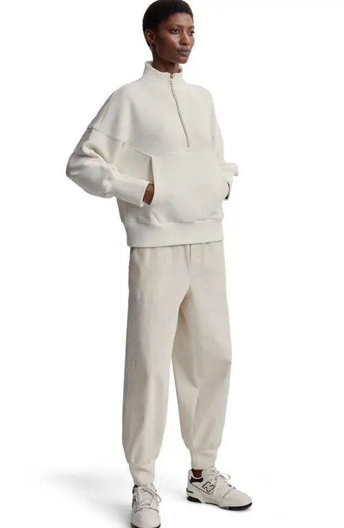 Varley Acadia Ottoman Knit Half Zip Pullover In Egret - 60% Off