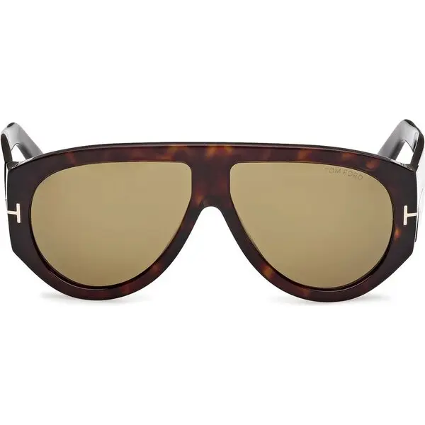 TOM FORD 60mm Aviator Sunglasses - Classic Dark Havana/ Green