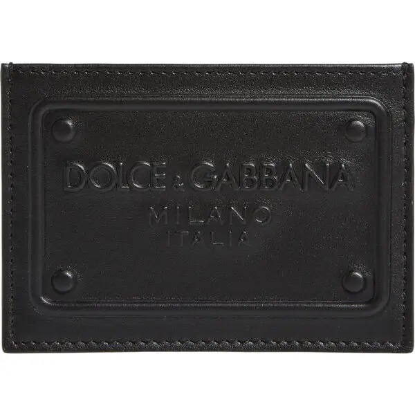 Dolce & Gabbana Logo Embossed Leather Card Case - Black