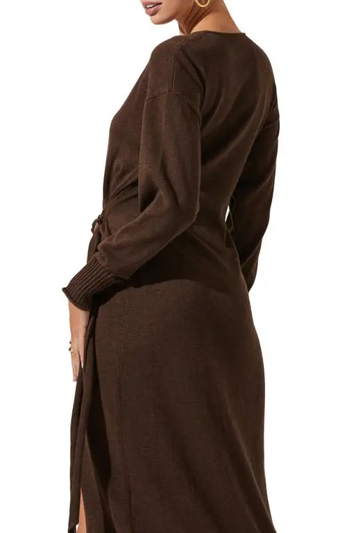 Astr The Label Mazzy Long Sleeve Faux Wrap Sweater Dress