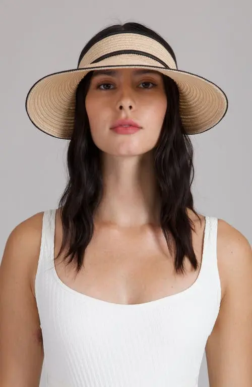 Eugenia Kim Trixie Packable Straw Visor - Camel/black