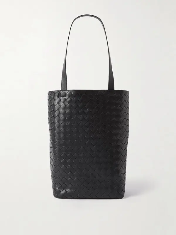 Bottega Veneta Avenue Intrecciato Leather Tote Bag - Black