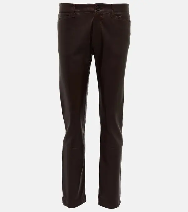 PETAR PETROV Gonda Low-rise Leather Pants - Brown