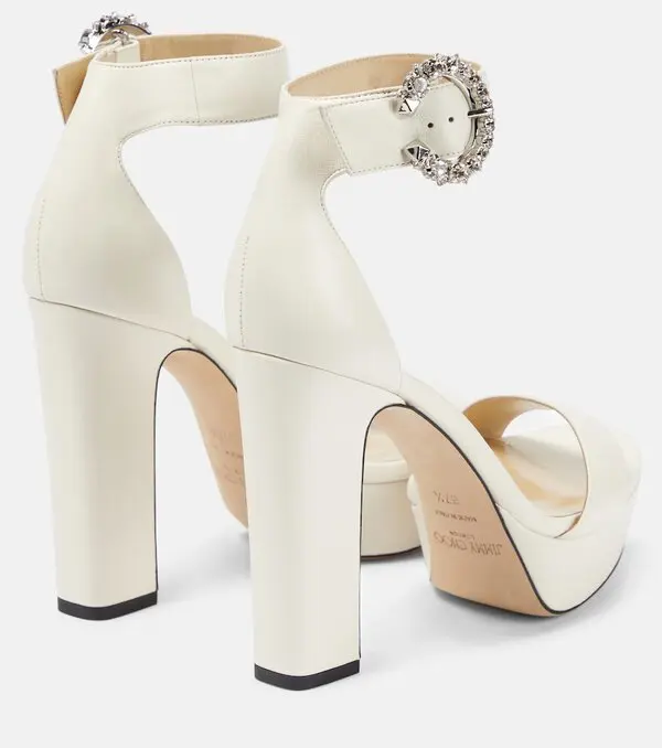 JIMMY CHOO Mionne 120 Leather Platform Sandals