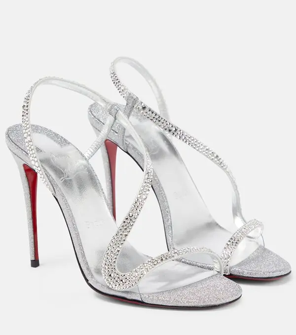CHRISTIAN LOUBOUTIN Rosalie Strass 100 Embellished Sandals - Silver