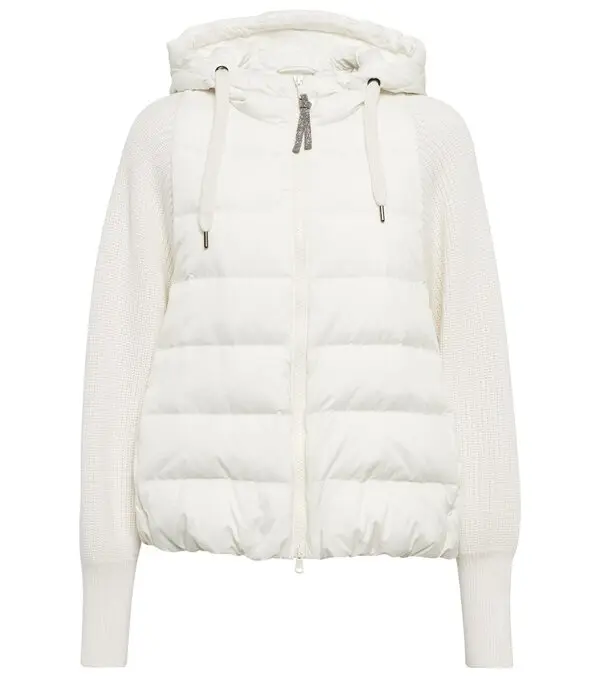Brunello Cucinelli Wool And Cashmere-blend Knit Jacket - White