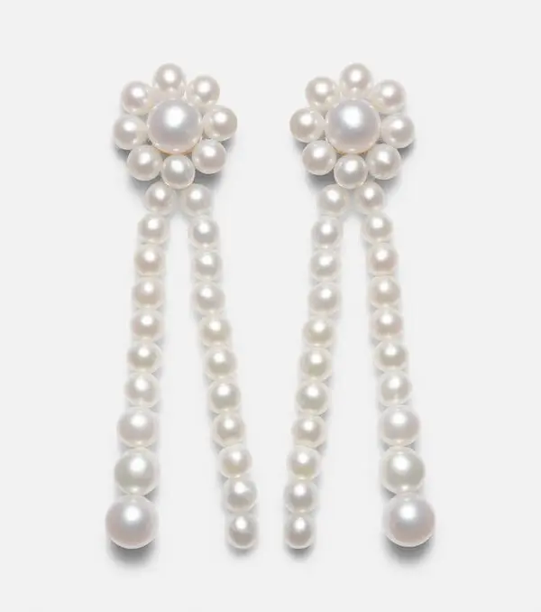 Sophie Bille Brahe Promenade De Fleur Pearl Drop Earrings - White