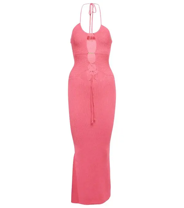 BANANHOT Havana Cutout Ribbed-knit Beach Dress - Pink