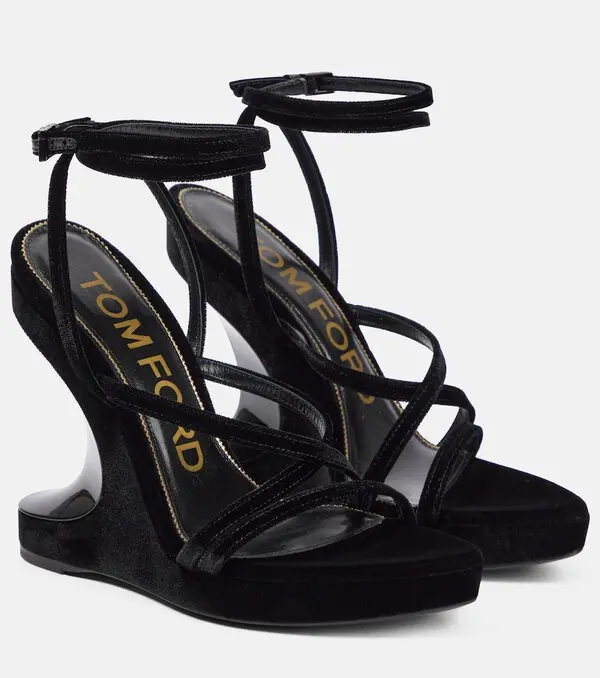 TOM FORD Velvet Wedge Sandals