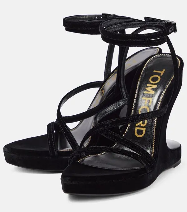 TOM FORD Velvet Wedge Sandals