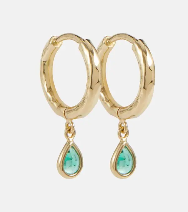 OCTAVIA ELIZABETH Charmed Micro Gabby 18kt Gold Earrings With Emeralds - Multicoloured