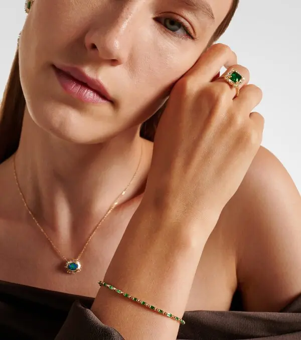 SUZANNE KALAN 18kt Yellow Emerald Tennis Bracelet - Gold