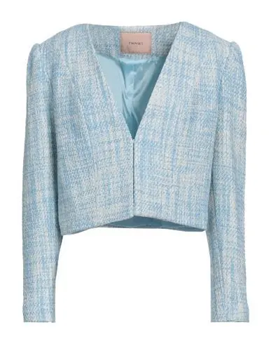 TWINSET Two-tone Tweed Blazer - Sky Blue