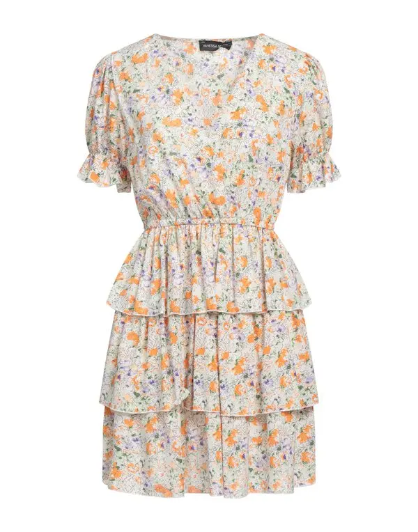 VANESSA SCOTT Floral Print Mini Dress - Apricot