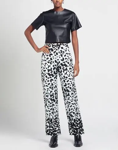 AINEA Animal Print Straight Leg Pants - White