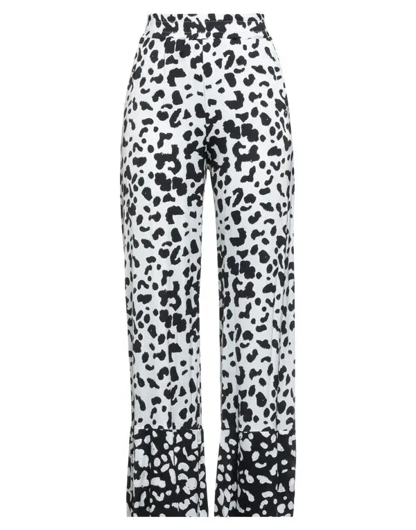 AINEA Animal Print Straight Leg Pants - White