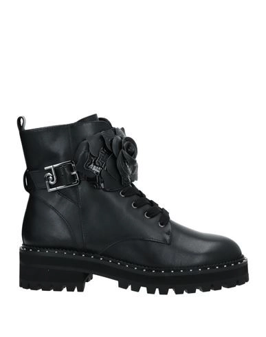 Liu Jo Calfskin Ankle Boots With Studs And Floral Appliqués - Black