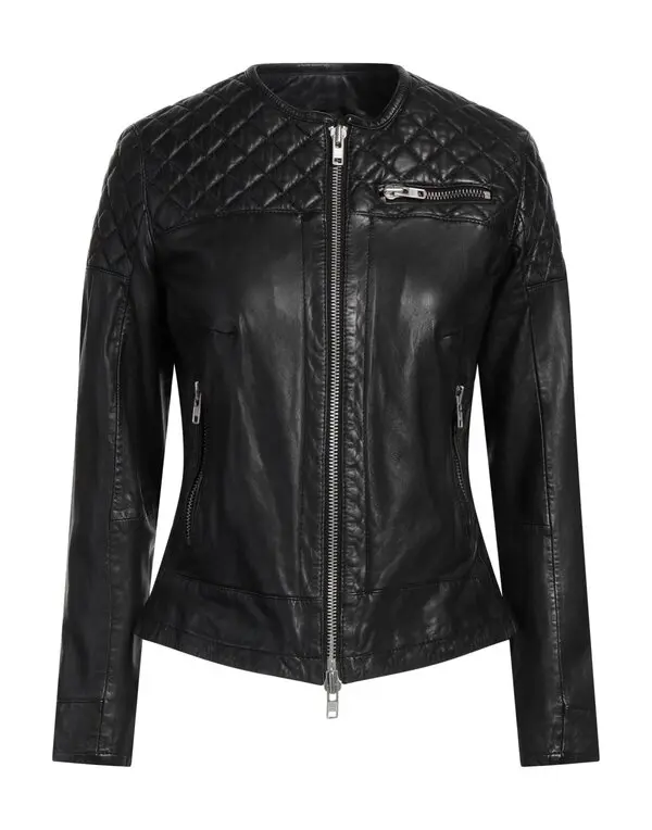 SWORD 6644 Lambskin Biker Jacket - Black