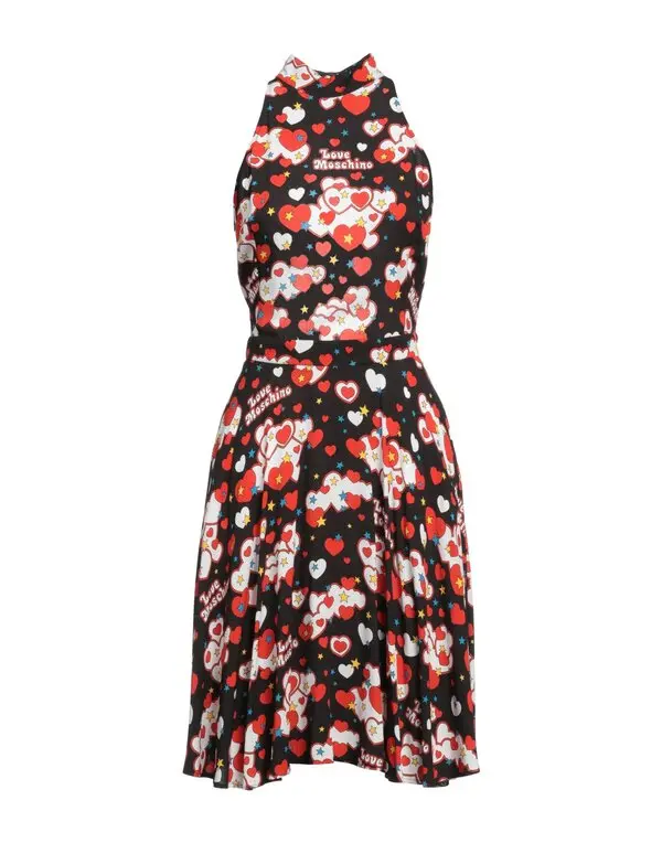 Moschino Multicolor Printed Midi Dress - Black