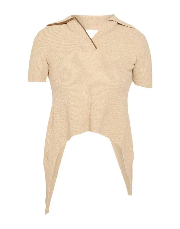 Jacquemus Knit Sweater With Camp Collar - Beige