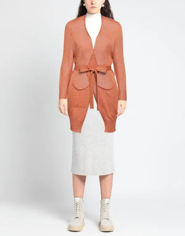 PINK MEMORIES Knitted Lamé Cardigan - Rust