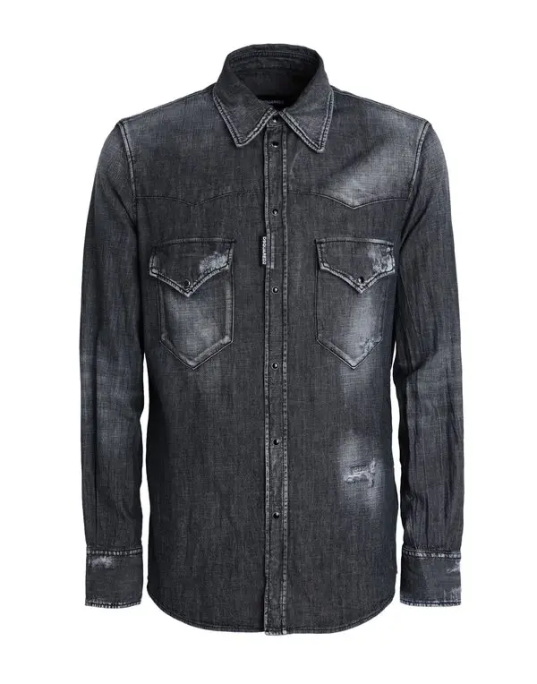 Dsquared2 Denim Shirt Charcoal Size Cotton - Steel Grey