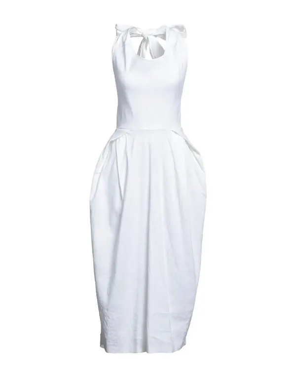 Fabiana Filippi Maxi Dress In Linen, Cotton, And Elastane - White