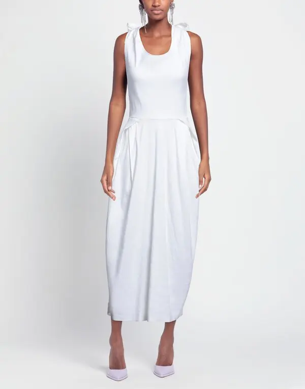 Fabiana Filippi Maxi Dress In Linen, Cotton, And Elastane - White
