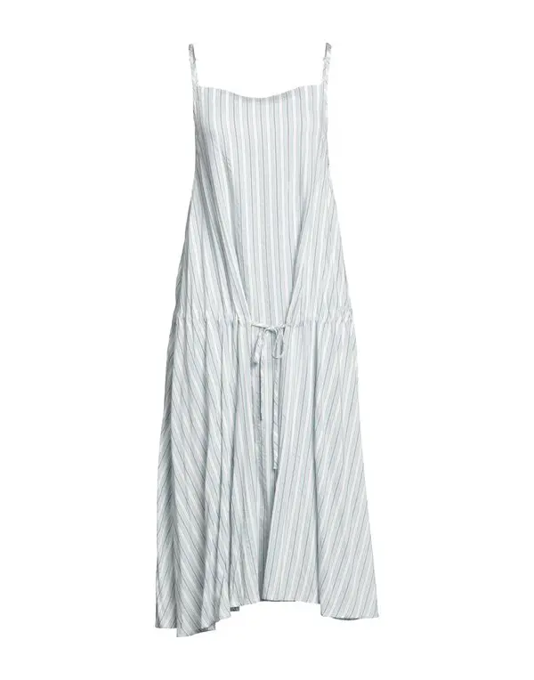 BLAUER. Midi Flared Striped Viscose Dress - Sky Blue