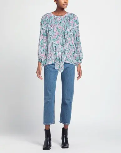 HAVEONE Ruched Floral-print Top - Sky Blue