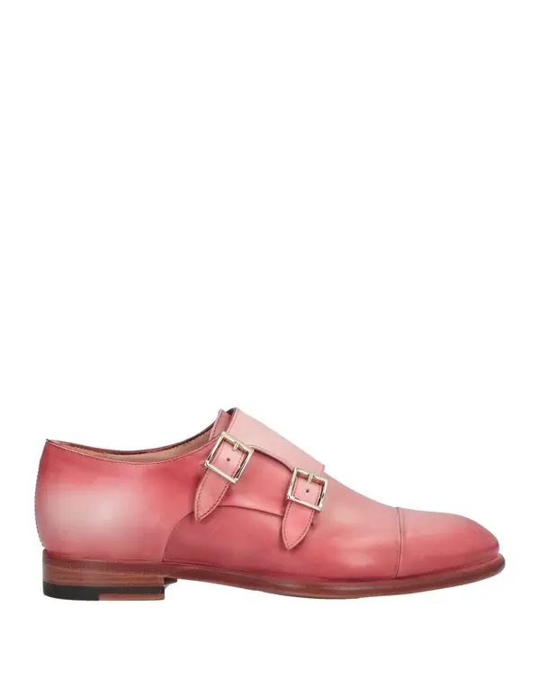 Santoni Leather Monk Strap Loafers - Coral