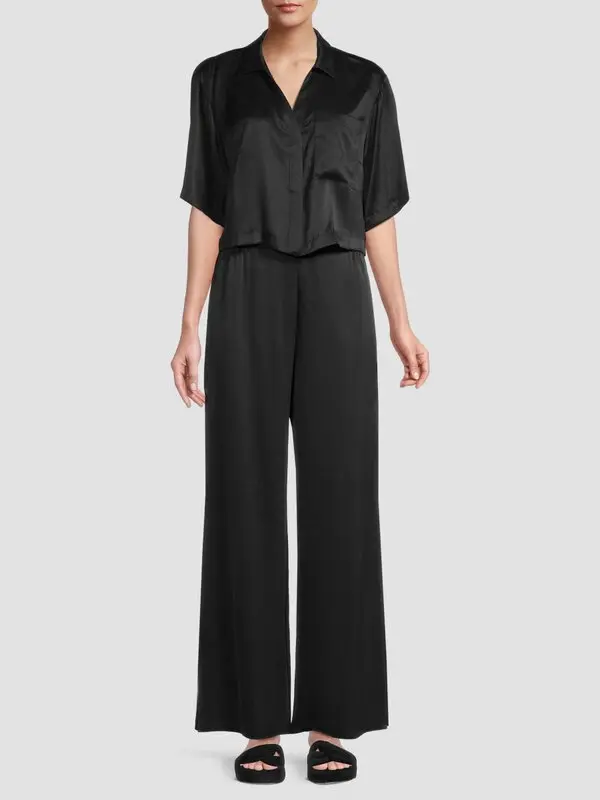 Lunya Washable Silk High-rise Pants 2-piece Pajama Set - Immersed Black