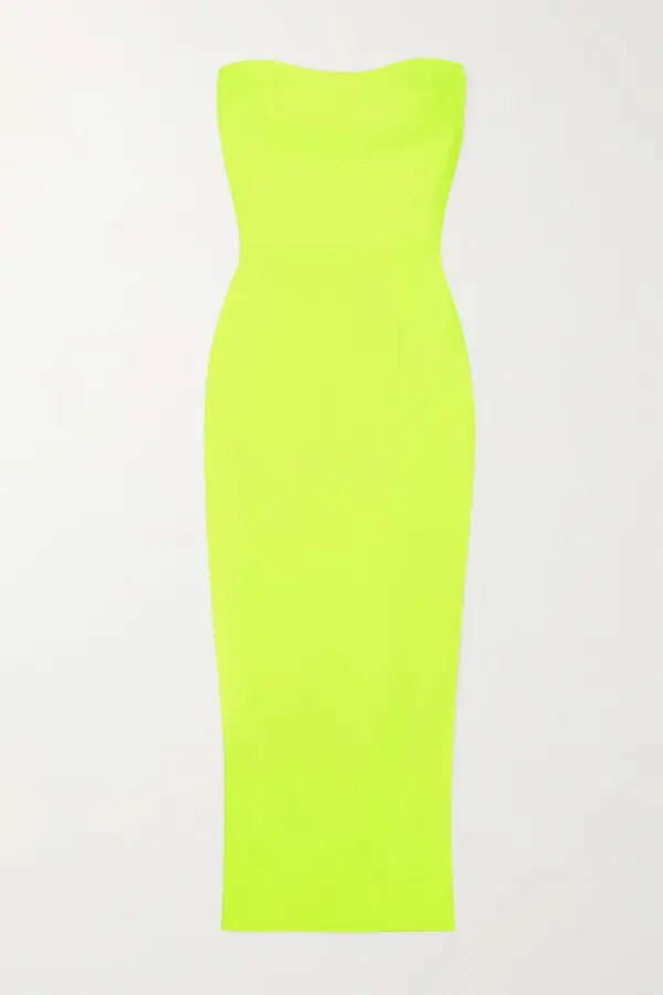 Alex Perry Callan Strapless Neon Crepe Midi Dress In Yellow - 60% Off |  Editorialist