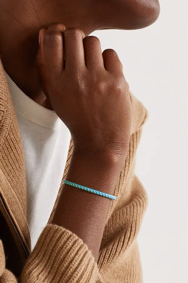 Alison Lou Streamer 14-karat And Enamel Cuff - Blue