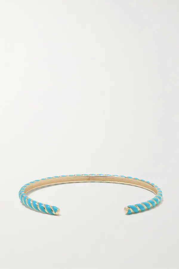 Alison Lou Streamer 14-karat And Enamel Cuff - Blue