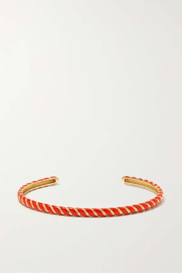Alison Lou Streamer 14-karat And Enamel Cuff - Gold