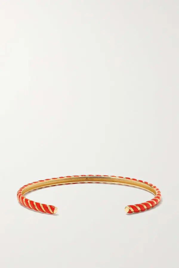 Alison Lou Streamer 14-karat And Enamel Cuff - Gold